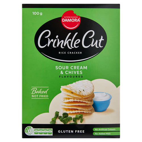 Crinkle Cut Rice Crackers Sour Cream & Chives 100g